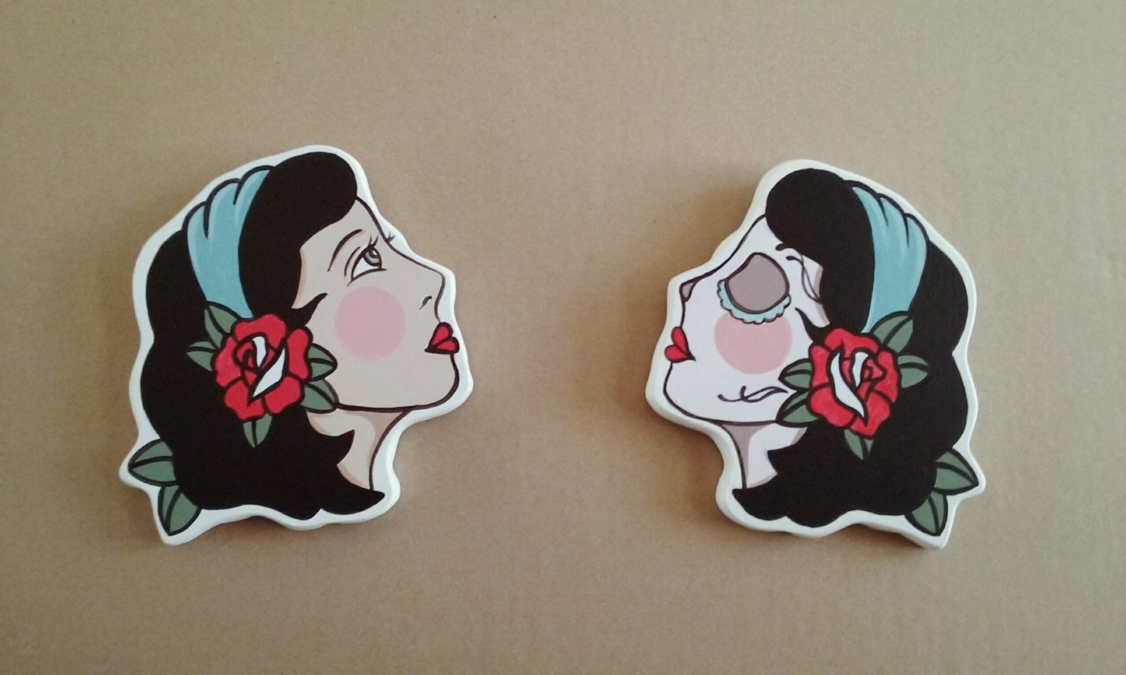 Wooden Wall Art Set – Gypsy and Sugar Skull | KateHelenMuir